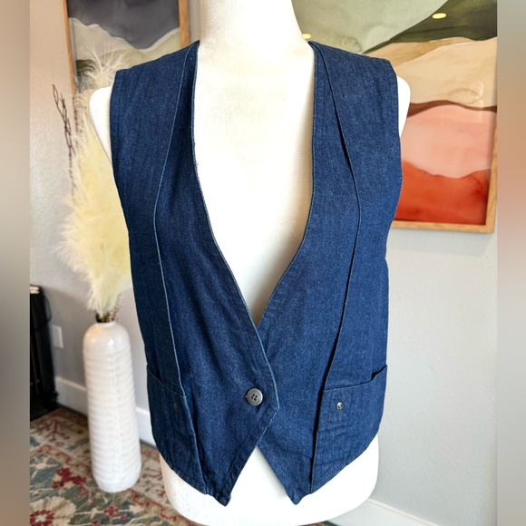Vintage | Jackets & Coats | Denim Blue Tailored Vest | Poshmark
